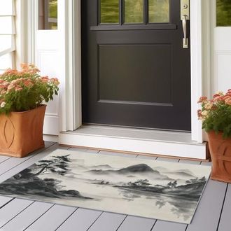 Generic Tapis de Passage Esth&eacute;tique Naturelle Paysage Chinois Pins 60 x 120 cm Antid&eacute;rapant et Lavable Interieur Rug, Cr&egrave;me Tapis de Couloir pour Entree Coulo