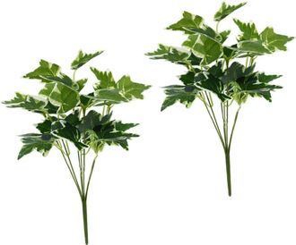 Angoily 2 Stück Künstliche Grüne Pflanze Realistische Kunstpflanzen mit Weißen Blattkanten Lange Zweige für Balkon Wohnzimmer Dekoration Innen und Außen