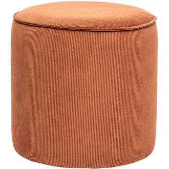 Miliboo Miliboo - Pouf rond en velours c&ocirc;tel&eacute; terre br&ucirc;l&eacute;e D40 cm paul