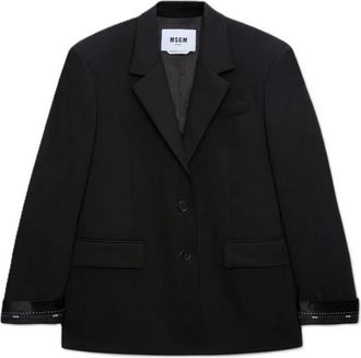 Msgm Msgm, Femme, Vestes, Noir, Taille: 36 FR Veste en laine &agrave; simple boutonnage