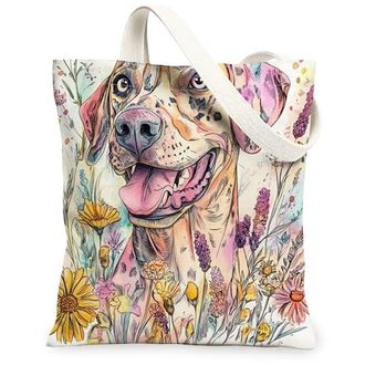 Generic Spring Catahoula Sac fourre-tout en toile r&eacute;utilisable pour faire du shopping 33 x 38,1 cm, motif animal de compagnie, peinture esth&eacute;tique, cadeau