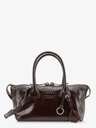Miu Miu Leather handbag with embossed lettering logo - MIU MIU - gender_Woman