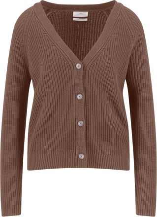 Fynch-Hatton Strickjacke aus Baumwolle mit V-Ausschnitt und Knopfleiste Cinnamon/M