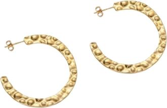 Dansk Copenhagen Femme, Accessoires, Jaune, Taille: ONE Size SOL Waterproof 18K Gold Plated Hoops - Hammered Stainless Steel