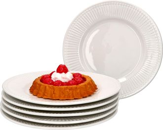 MamboCat Celina 6er Set Kuchenteller I Wei&szlig; mit Relief-Rand I 6 Personen I &Oslash; 19 cm I Dessertteller, Fr&uuml;hst&uuml;cksteller I Porzellan-Geschirr