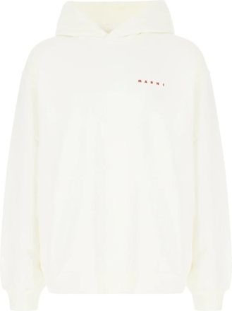 Marni Homme, Sweatshirts et sweats &agrave; capuche, Blanc, Taille: L Cotton Sweat &agrave; capuche