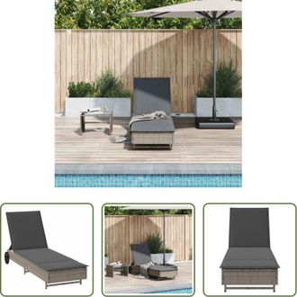 vidaXL vidaXL Gartenm&ouml;bel - Sonnenliege mit Rollen und Auflage Grau Poly Rattan