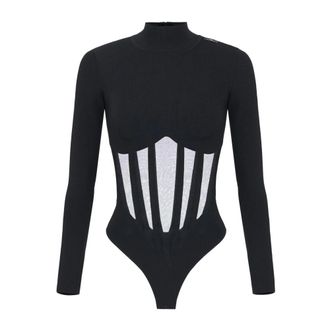Elisabetta Franchi Strick-Bustier-Bodysuit - - Tops - Damen - Schwarzk - M