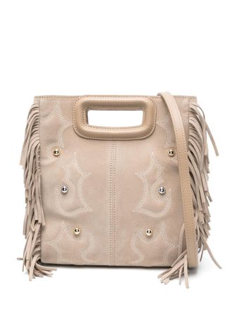 Maje sac cabas M clout&eacute; &agrave; broderies - Tons neutres