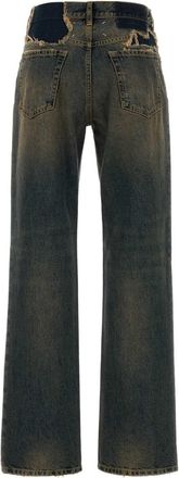 Maison Margiela Distressed Waistband Cotton Jeans - Blue