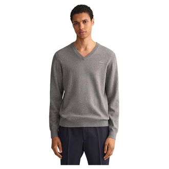 GANT Herren Extrafine Lambswool V-Neck Pullover, Dark Grey Melange, 3XL