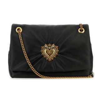 Dolce & Gabbana Femme, Sacs, Noir, Taille: ONE Size Sac &agrave; bandouli&egrave;re Devotion moyen en cuir nappa noir