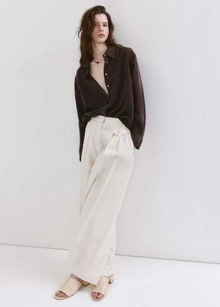 Mango Sandales cuir talon bloc &eacute;cru - Femme - 35 - MANGO