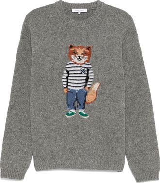 Maison Kitsuné Dressed Fox Intarsien-Pullover - Grau