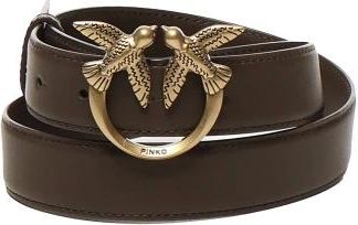Pinko Pinko, Femme, Accessoires, Brun, Taille: L Ceinture en cuir marron avec boucle en m&eacute;tal