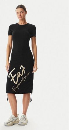 Emporio Armani Kleid f&uuml;r den Alltag 7W001062 AF10373 UC001 Schwarz Regular Fit