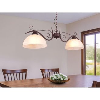Trio Leuchten Trio Lighting - Pendelleuchte country Landhaus 2-flammig mit Glasschirmen Wei&szlig;, b: 82cm