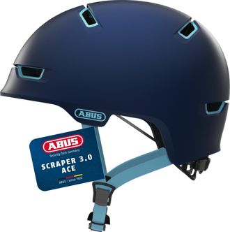 ABUS Stadthelm Scraper 3.0 ACE - Robuster Fahrradhelm f&uuml;r den Stadtverkehr - f&uuml;r Damen und Herren - Blau, Gr&ouml;&szlig;e 57-61cm
