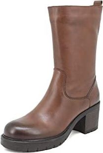 Queen Helena Bottines en Cuir à Talon pour Femme S296 marron, 36 EU