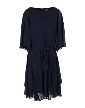 Ralph Lauren RUFFLED GEORGETTE COCKTAIL DRESS