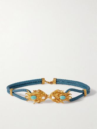 Sonia Petroff Ceinture En Cuir Tressé À Ornements Dragonfish - Bleu