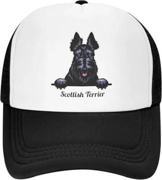 Generic Casquette personnalis&eacute;e avec Un Scottish Terrier Qui Regarde Style Trucker Unisexe Ajustable Hip hop id&eacute;ale pour Les Amateurs de Sport et Plein air