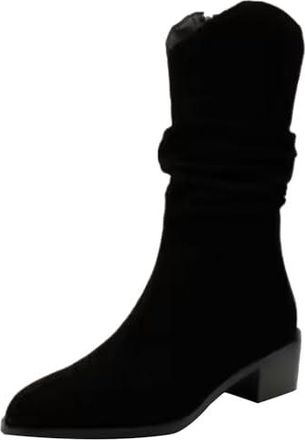 Generico Bottes pour femme hautes &agrave; talons occidentaux Texani Bottines &agrave; talons moyens bottes hautes femme avec talon bottes de cow-boy cowgirl bottines femme 