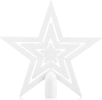 Com-Four Weihnachtsbaumspitze Glitzer-Stern - Stern-Spitze für Weihnachtsbaum - Christbaumspitze für Jede Baumspitze - Weihnachtsstern bruchsicher