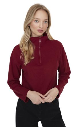 Trendyol Trendyol Damen Gerade Lange &Auml;rmel Regul&auml;r Sweatshirts, Burgundy, S EU