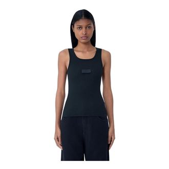 Maison Margiela Femme, Tops, Noir, Taille: 40 FR Logo Motif Tank Top
