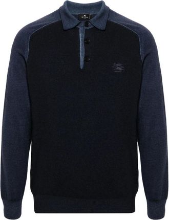 Etro Homme, Tops, Bleu, Taille: 2XL Polo à Manches Longues Brodé Bleu