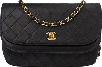 Chanel Crossbody Bags - Chanel Quilted Lambskin 24K Gold Halfmoon Double F - Gr. unisize - in Schwarz - f&uuml;r Damen
