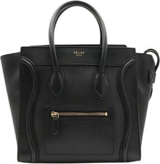 Celine Pre-owned Luggage Micro Shopper Leather Tote Bag - Femme - Pre-owned - Noir - Taille: ONE Size