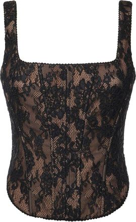 Self Portrait Black Lace Corset Top