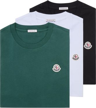 Moncler Moncler T-shirts En Coton &Agrave; Logo (lot De 3), Homme, Multicolore, Taille: 3xl