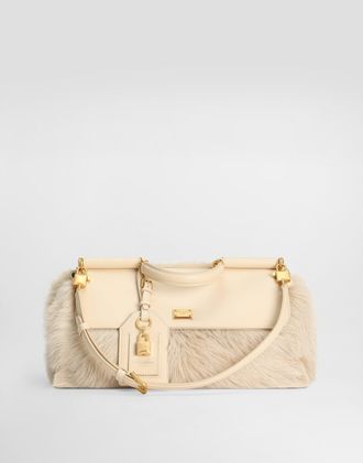 Dolce & Gabbana Medium My Sicily Fur And Plong&eacute; Calfskin Handbag - Frau Handtaschen Beige Onesize