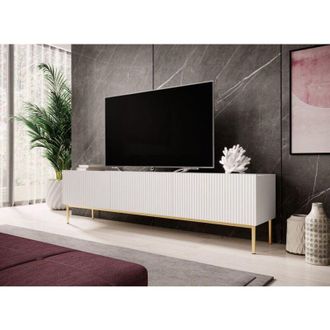 BOBOCHIC Bobochic - Meuble tv 200 cm kasha Pieds or Blanc