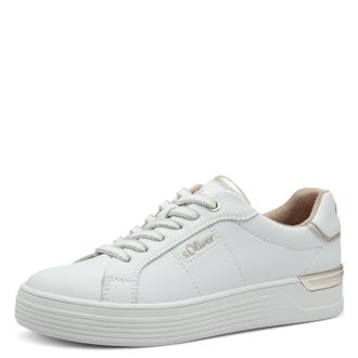 s.Oliver Damen Sneaker flach mit Dicker Sohle Bequem, Wei&szlig; (White), 37 EU