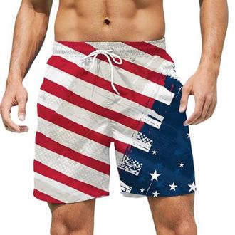 Generic Short de bain d&eacute;t&eacute; pour homme - Pantalon de plage d&eacute;contract&eacute; et tendance - Confortable - Vacances am&eacute;ricaines - Pantalon l&eacute;ger, Rouge, XXL