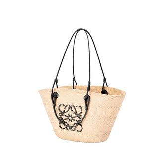 Loewe Panier Anagram moyen en palmier Iraca et cuir