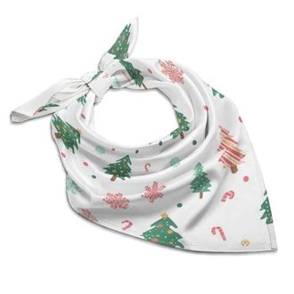 Generic Écharpe carrée en soie colorée avec flocons de neige - Écharpe légère pour sapin de Noël - Écharpe pour cheveux respirante - Cadeau pour femme et homm