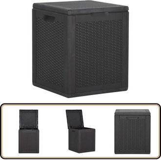 vidaXL Garten-Aufbewahrungsbox 90 l Schwarz pp Rattan - Gartenschuppen - Aufbahrungsbox - Gartenorganisation - Outdoor Box - Wetterfest
