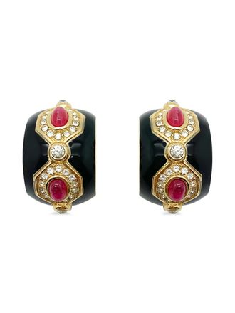 Dior boucles doreilles serties de cristaux (années 1980) - Noir