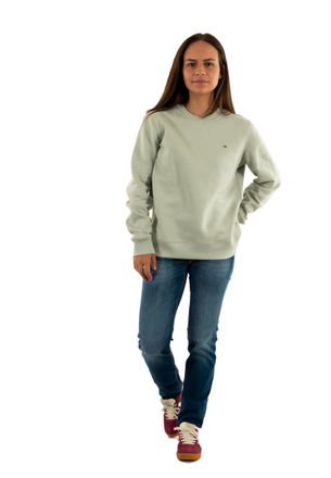 Tommy Jeans Damen Pullover Crew Neck Rundhalsausschnitt, Gr&uuml;n (Misty Sage), XS