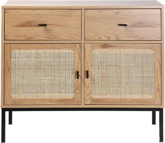 Calicosy Calicosy - Kommode 2 Türen und 2 Schubladen mit Rattangeflecht - L90cm