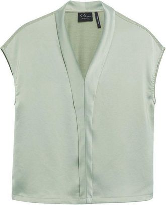 s.Oliver Kurzarmshirt T-Shirt Bluse im Fabricmix mit V-Ausschnitt