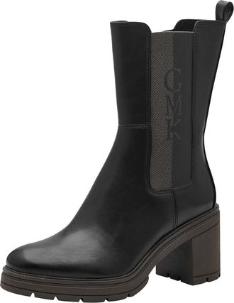 Marco Tozzi by Guido Maria Kretschmer Damen Chelsea Boots mit Blockabsatz mit Reißverschluss, Schwarz (Black/Khaki), 40 EU