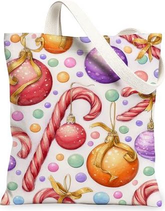 Generic Sacs fourre-tout en toile color&eacute;e, motif d&eacute;coratif festif amusant, sacs de courses r&eacute;utilisables, &eacute;l&eacute;gants pour vacances, l&eacute;gers, lavables en toile po