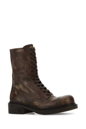 Miu Miu Womens Brown Leather Ankle Boots Cacao Vitello Stivali