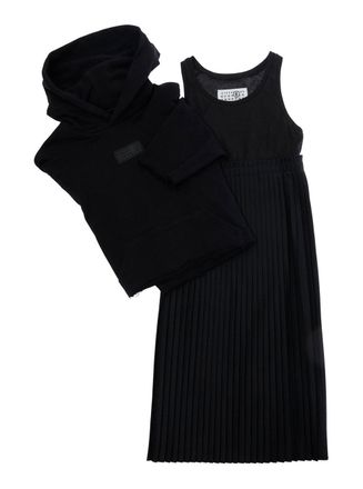 Maison Margiela Logo Patch Wool Blend Dress - Black
